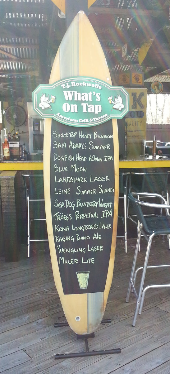 Custom Chalkboard Surfboard Menu Display - Used Shortboard Signage ...